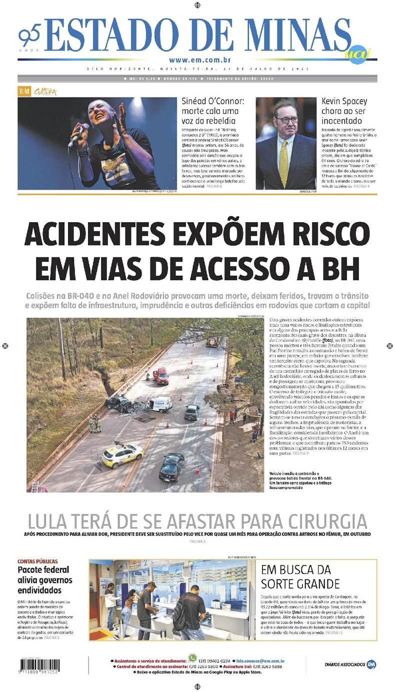Confira A Capa Do Jornal Estado De Minas Do Dia 27 07 2023