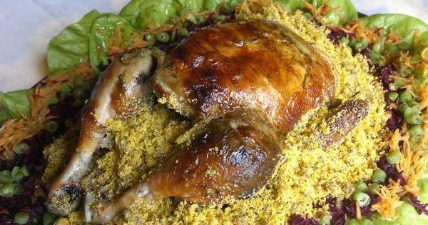 Receita de Frango assado com farofa - Sabores de Minas